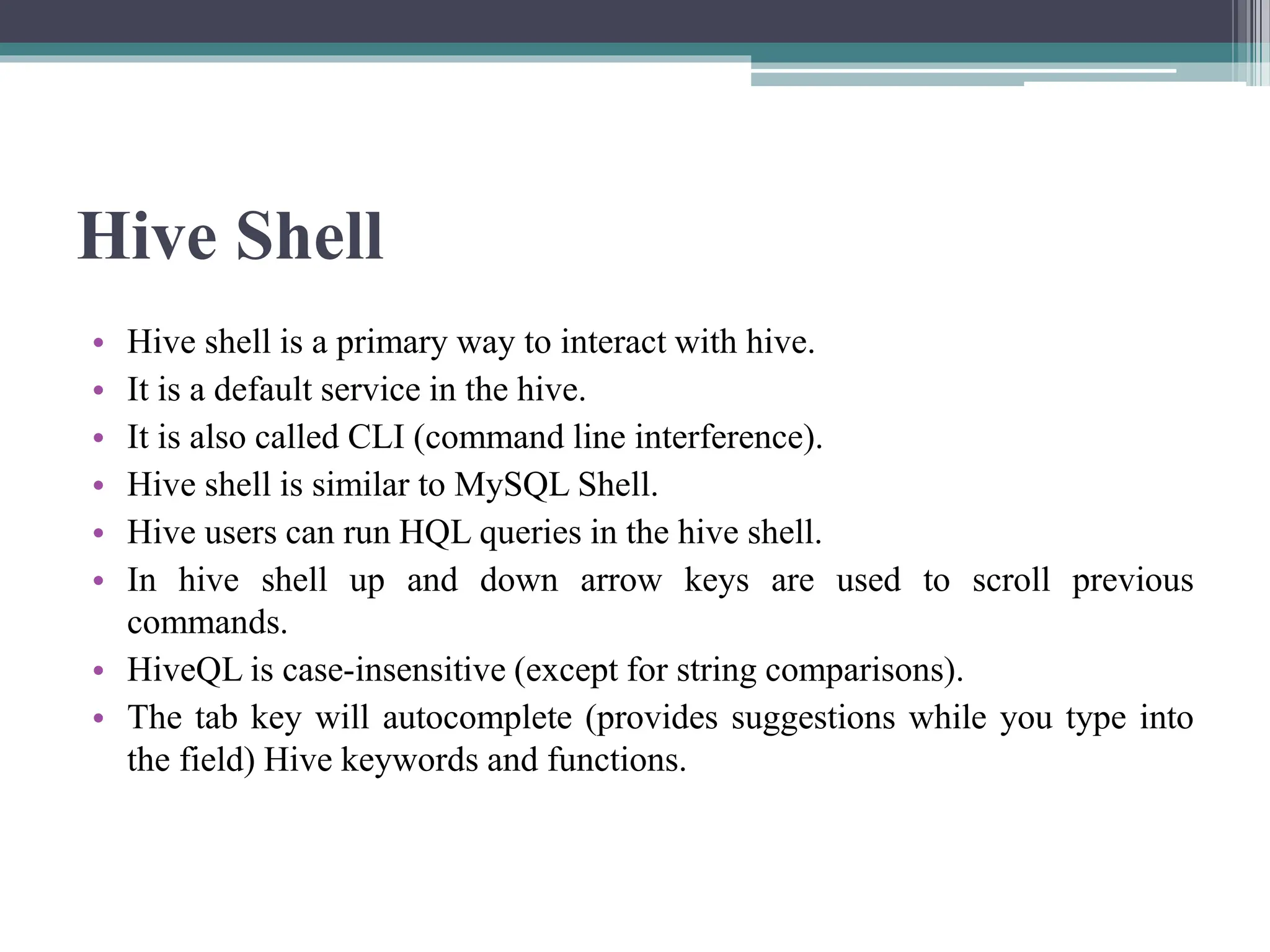 BDA: Introduction to HIVE, PIG and HBASE | PPTX