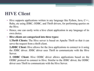 BDA: Introduction to HIVE, PIG and HBASE | PPTX