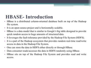 BDA: Introduction to HIVE, PIG and HBASE | PPTX