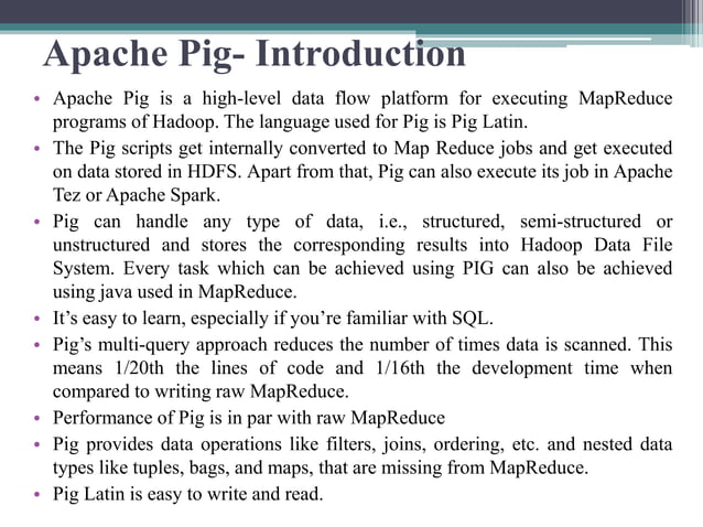 BDA: Introduction to HIVE, PIG and HBASE | PPT