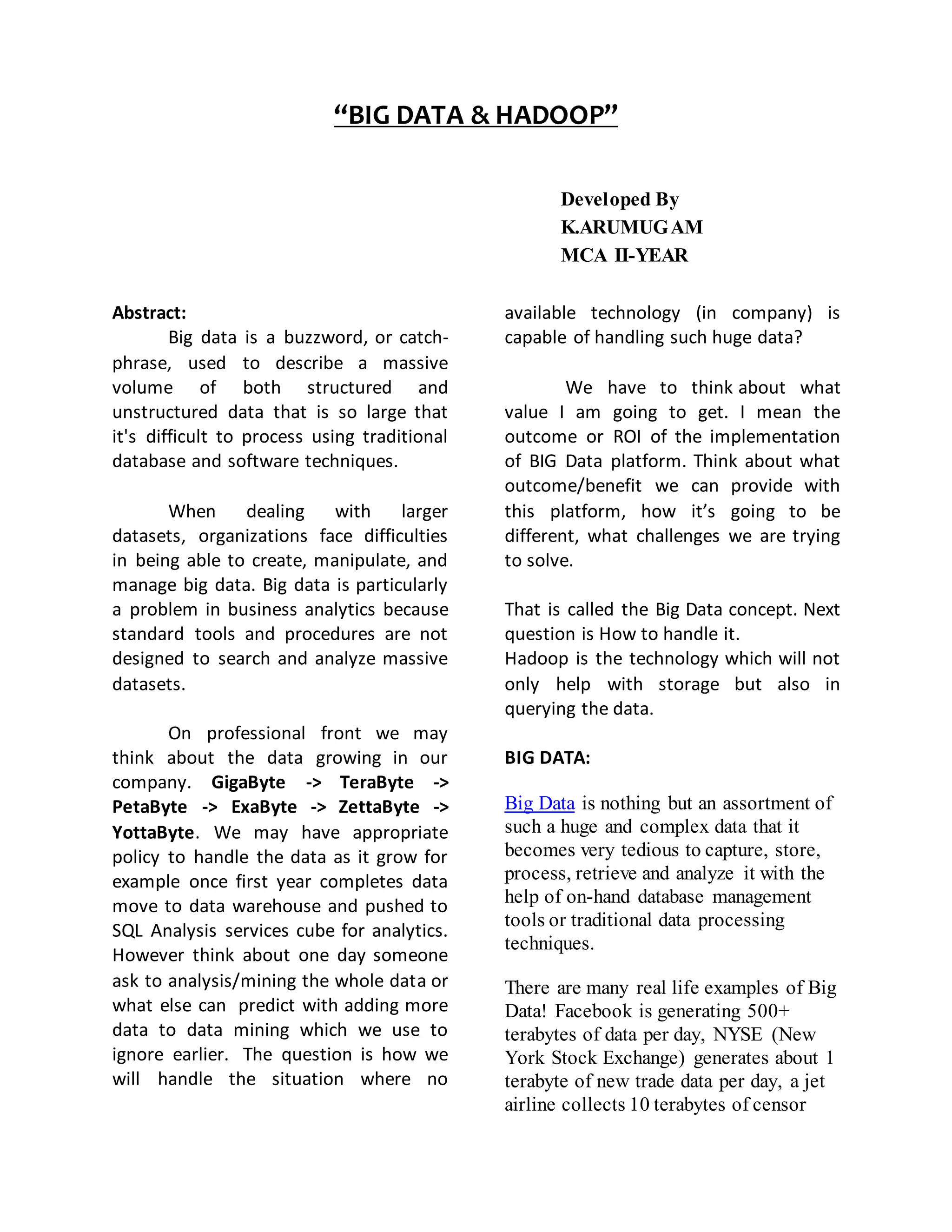 Big data abstract | DOCX