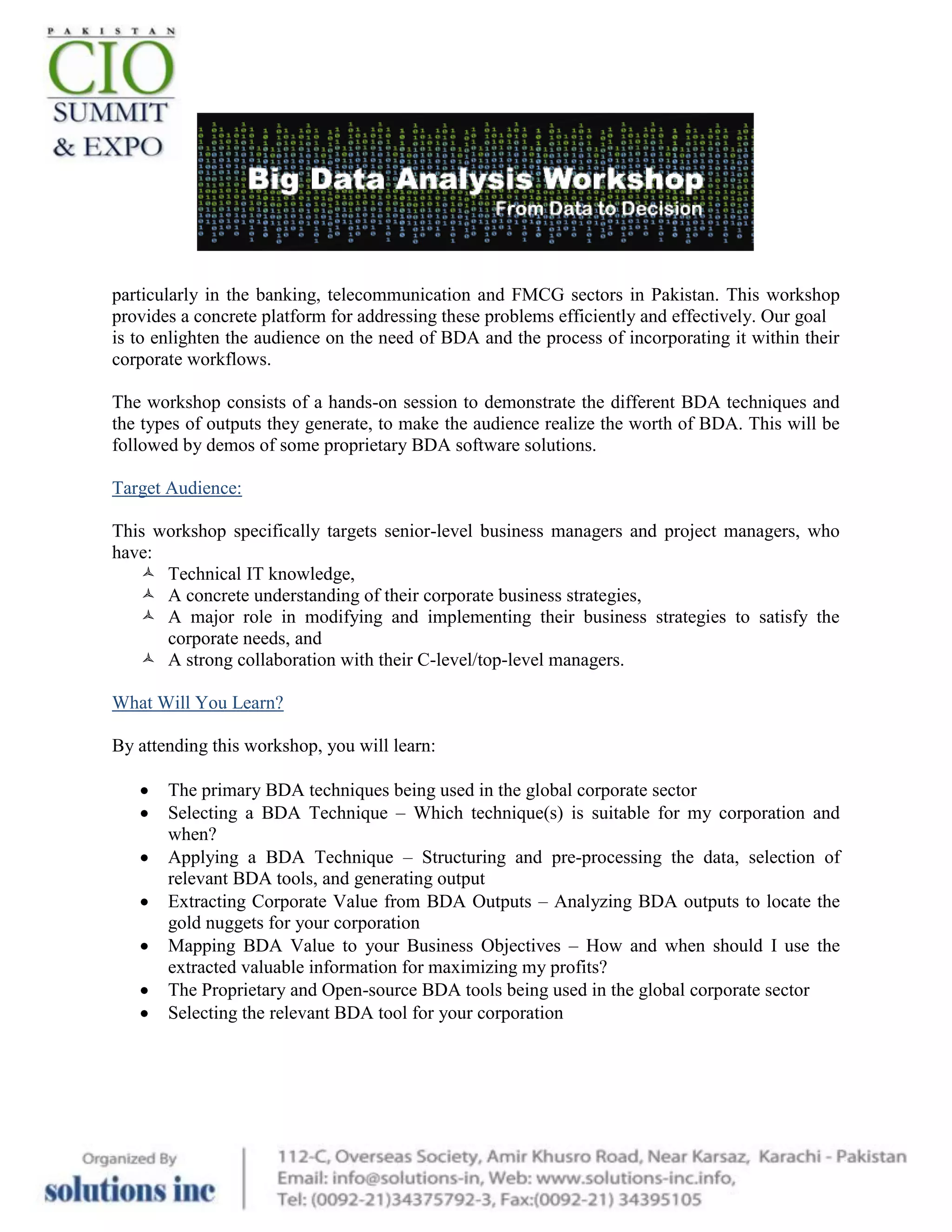 Big data analysis workshop concept paper | PDF