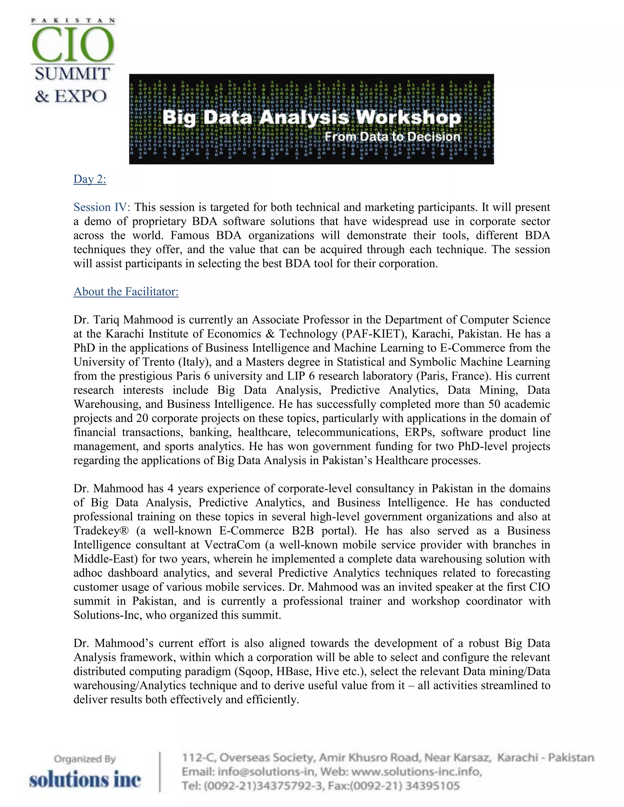 Big data analysis workshop concept paper | PDF