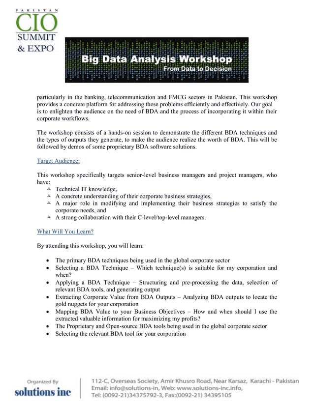 Big data analysis workshop concept paper | PDF | Computer Software and Applications | Computing