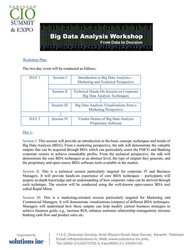 Big data analysis workshop concept paper | PDF | Computer Software and Applications | Computing