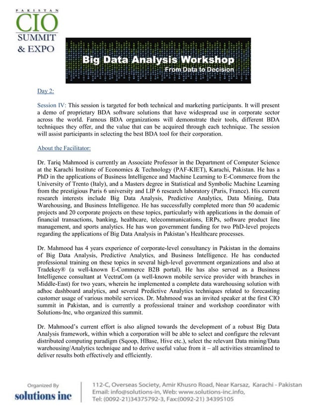 Big data analysis workshop concept paper | PDF | Computer Software and Applications | Computing