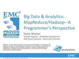 Big Data & Analytics MapReduce/Hadoop – A programmer’s perspective | PPT