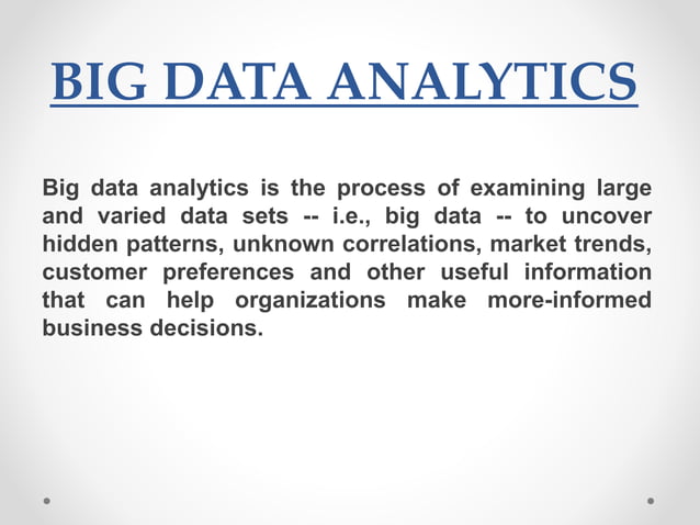 Big data analytics | PPTX | Databases | Computer Software and Applications