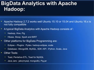 BigData Analytics with Hadoop and BIRT | PPT | Databases | Computer Software and Applications