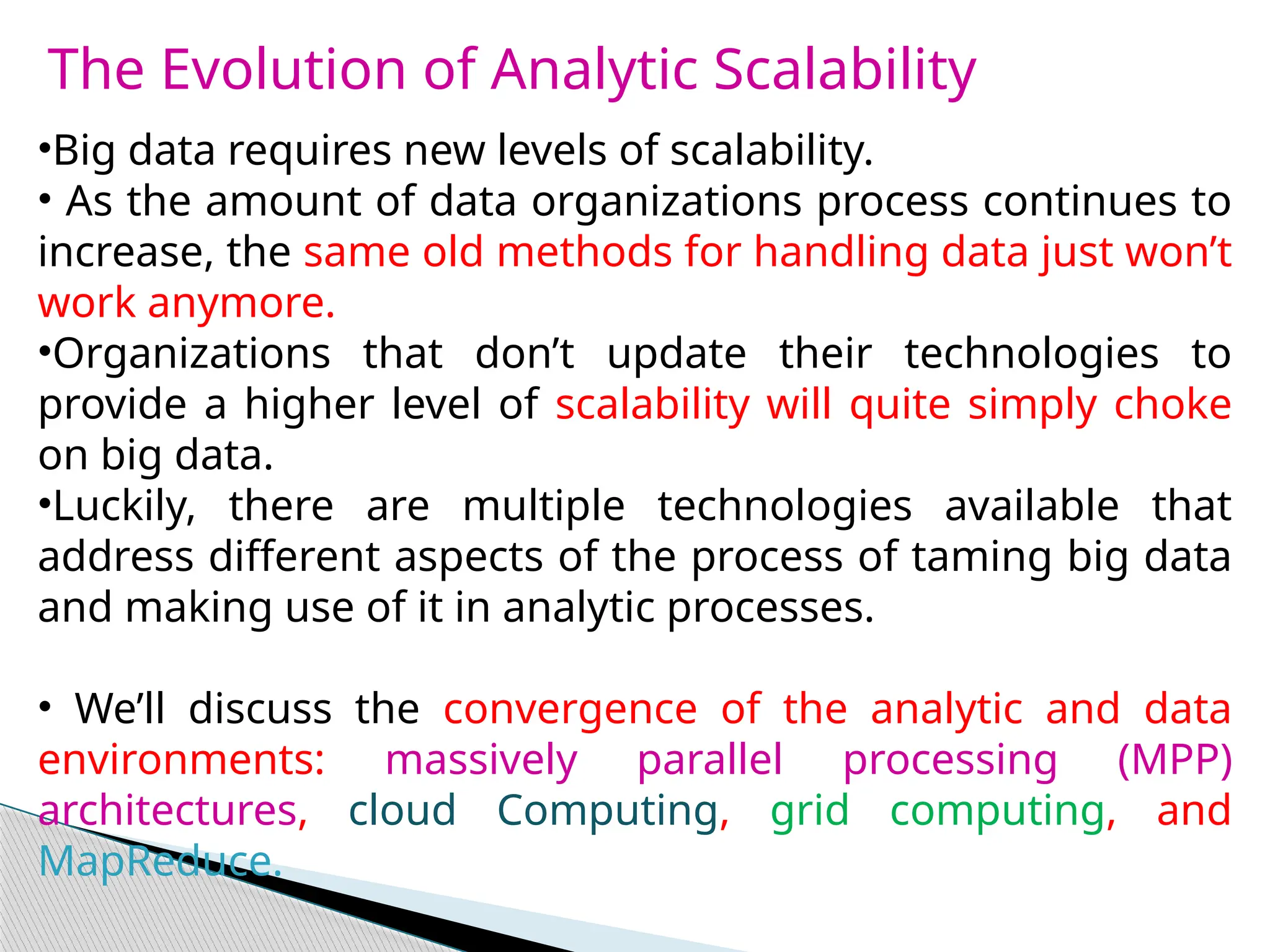 Scalable Data Analytics: Technologies and Methods | PPTX