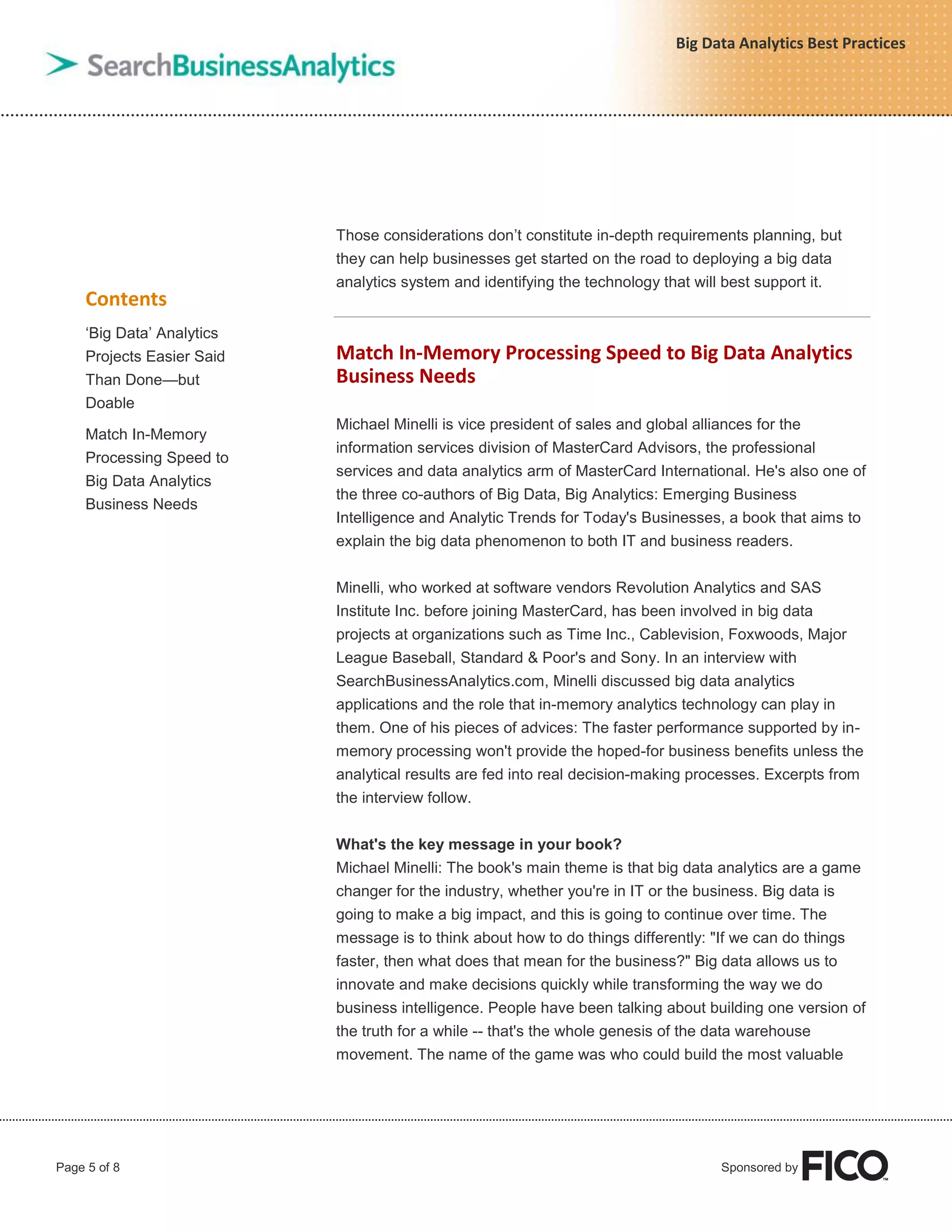Big Data Analytics Best Practices Pdf