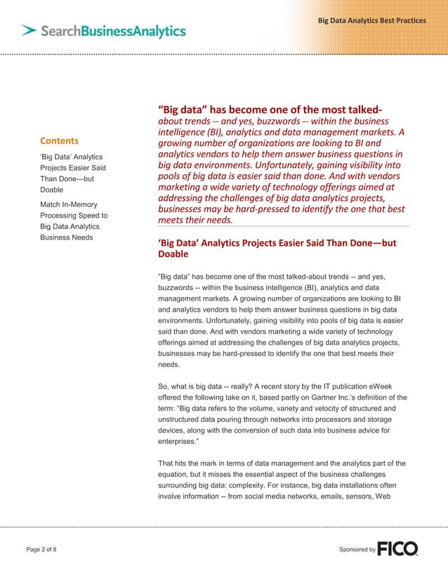 Big Data analytics best practices | PDF