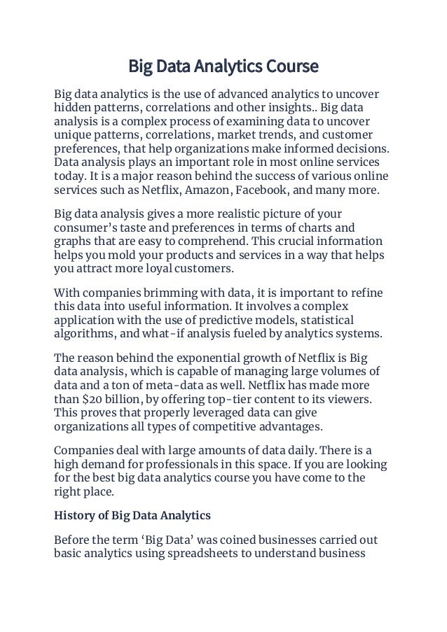 Big data analytics course