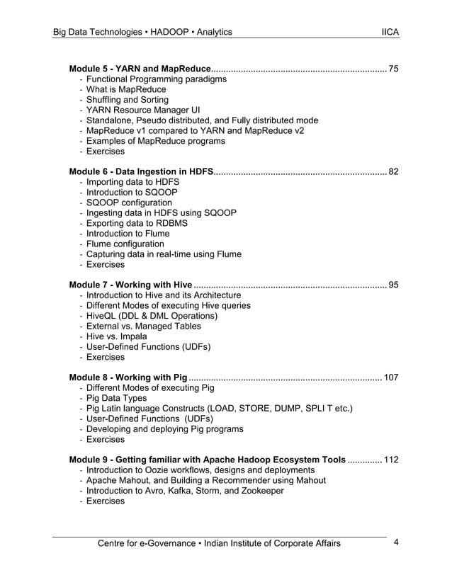 Big Data Analytics Course Guide TOC | PDF