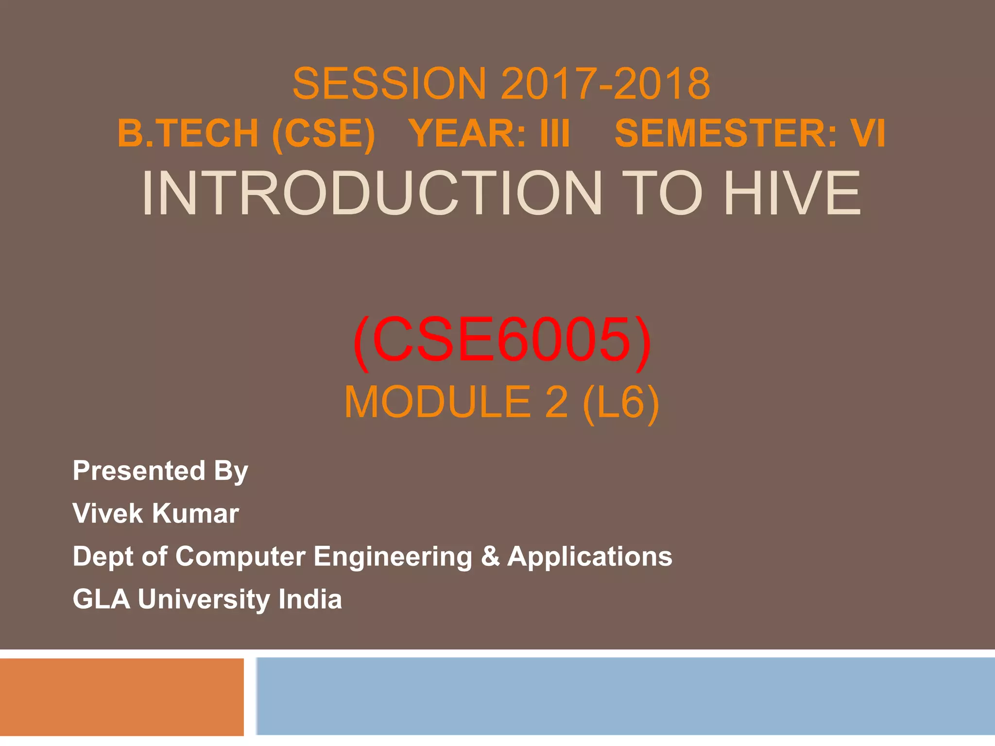 Big Data & Analytics (CSE6005) L6.pptx | Databases | Computer Software and Applications