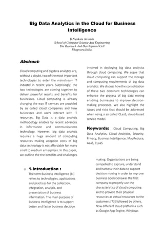 Big Data Analytics in the Cloud for Business Intelligence.docx | Cloud ...