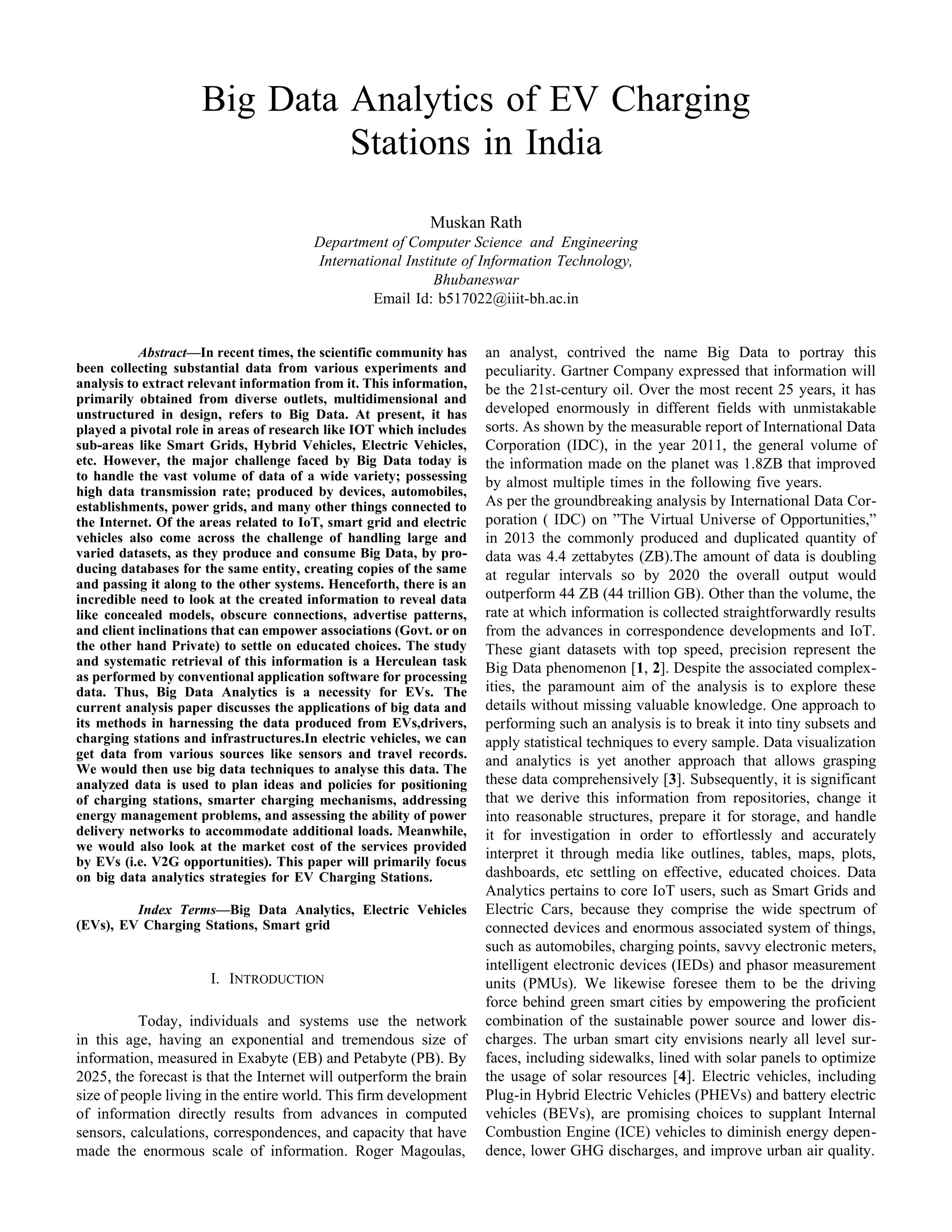Big data analytics of ev charging stations | PDF