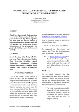 Big Data and Machine Learning for PhD in Water Management with ...