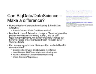 Big data, data science and creative disruption of holistic wellbeing by Poonacha Machaiah | PPT