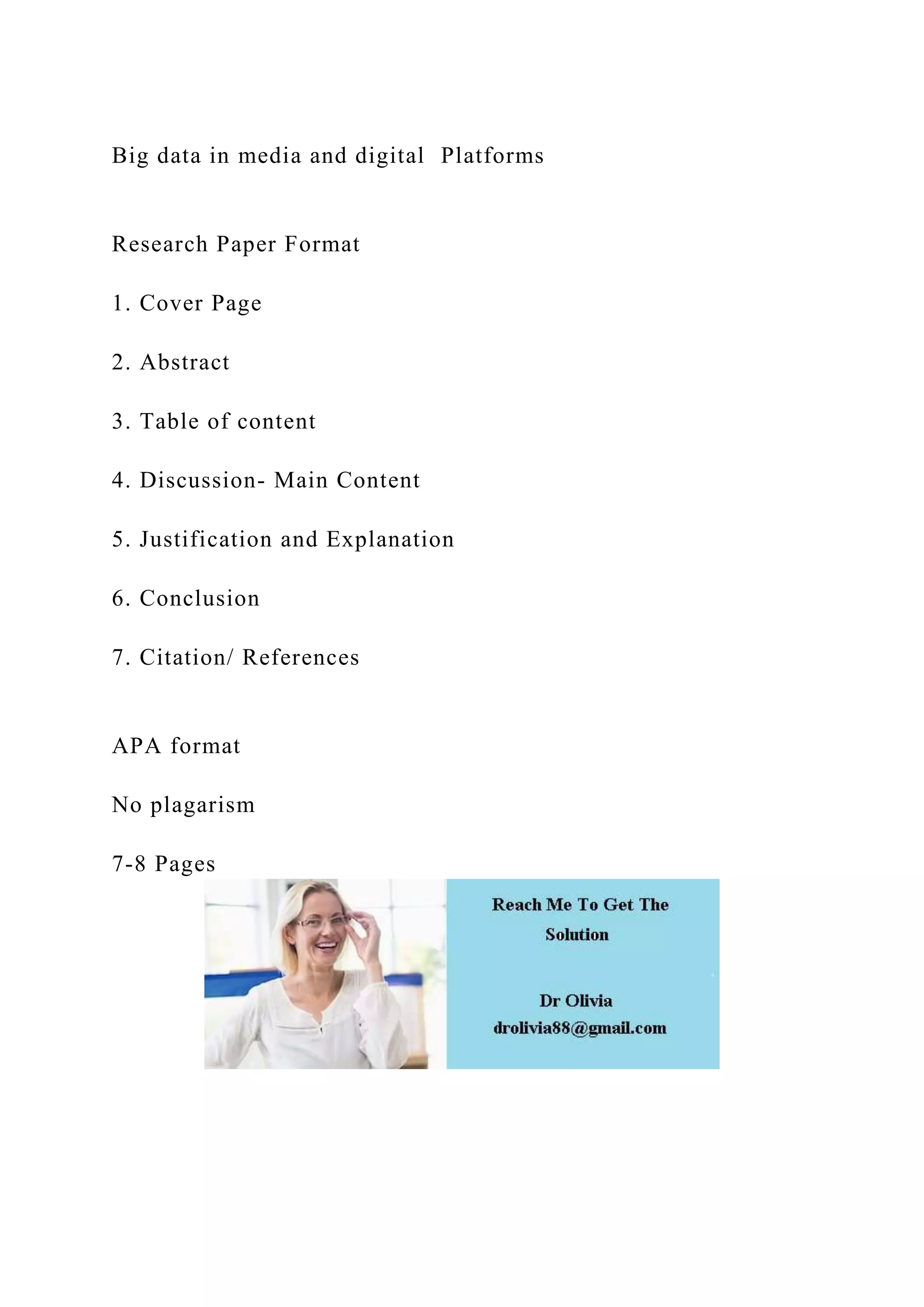 Big data in media and digital PlatformsResearch Paper Format.docx