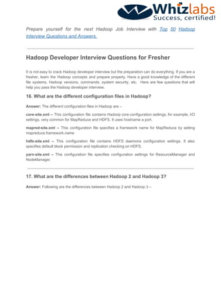 Top 25 Big Data Interview Questions and Answers | PDF