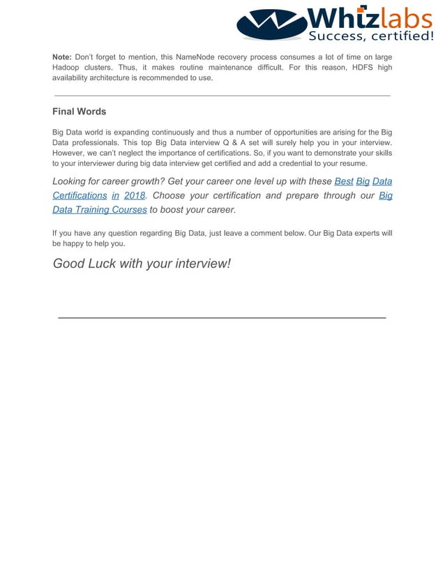 Top 25 Big Data Interview Questions and Answers | PDF