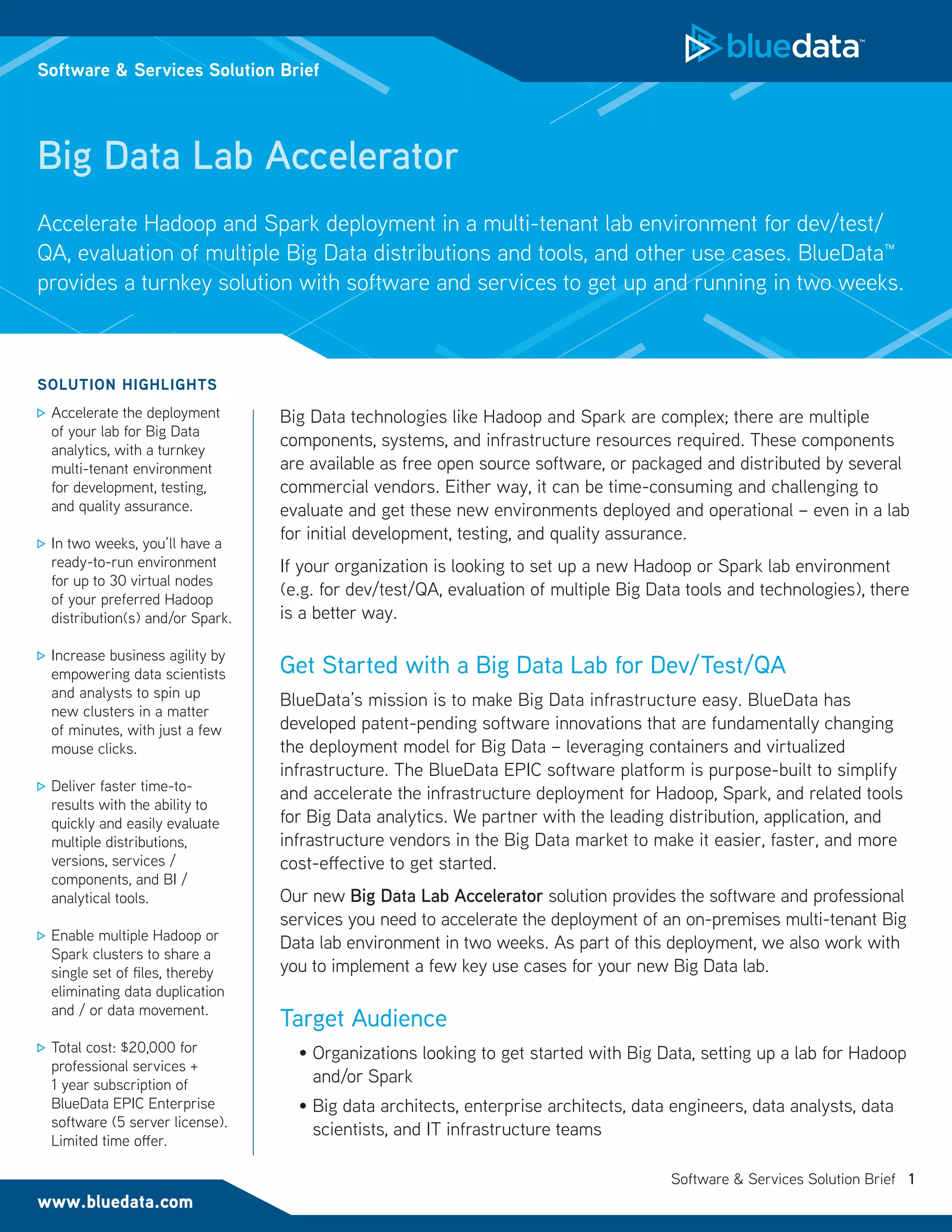 Solution Brief: Big Data Lab Accelerator | PDF | Cloud Computing | Internet