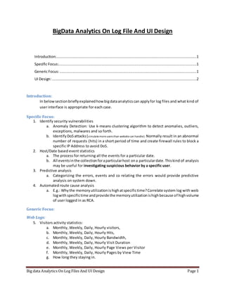 Big Data Log File Use Cases And User Interface Design | DOCX