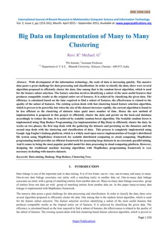 Big Data on Implementation of Many to Many Clustering | PDF