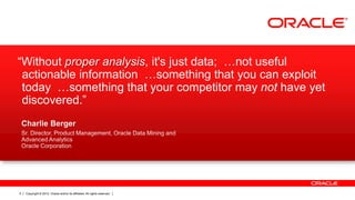 Big Data Analytics With Oracle Advanced Analytics - 2012 | PDF ...