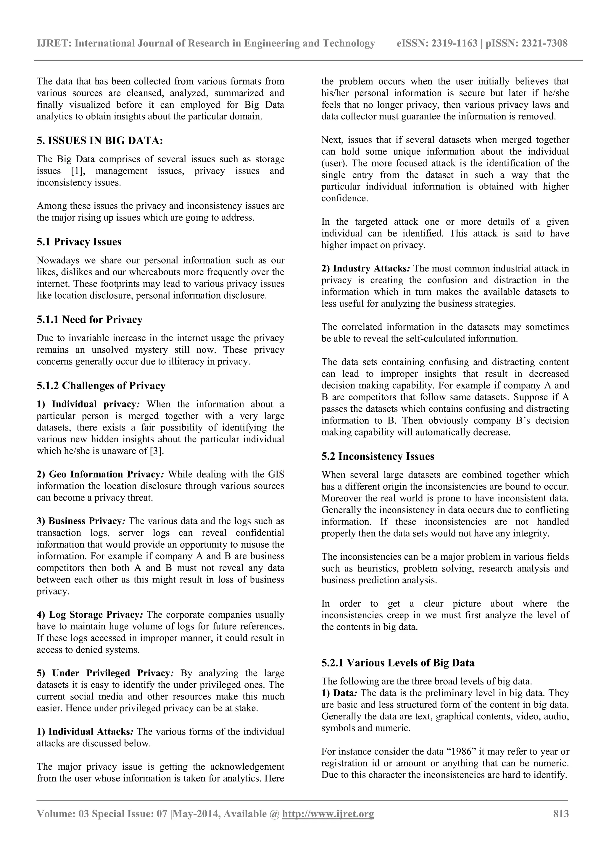 Big data privacy and inconsistency issues | PDF