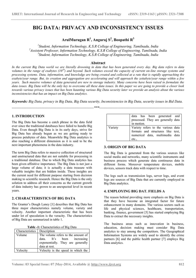 Big data privacy and inconsistency issues | PDF