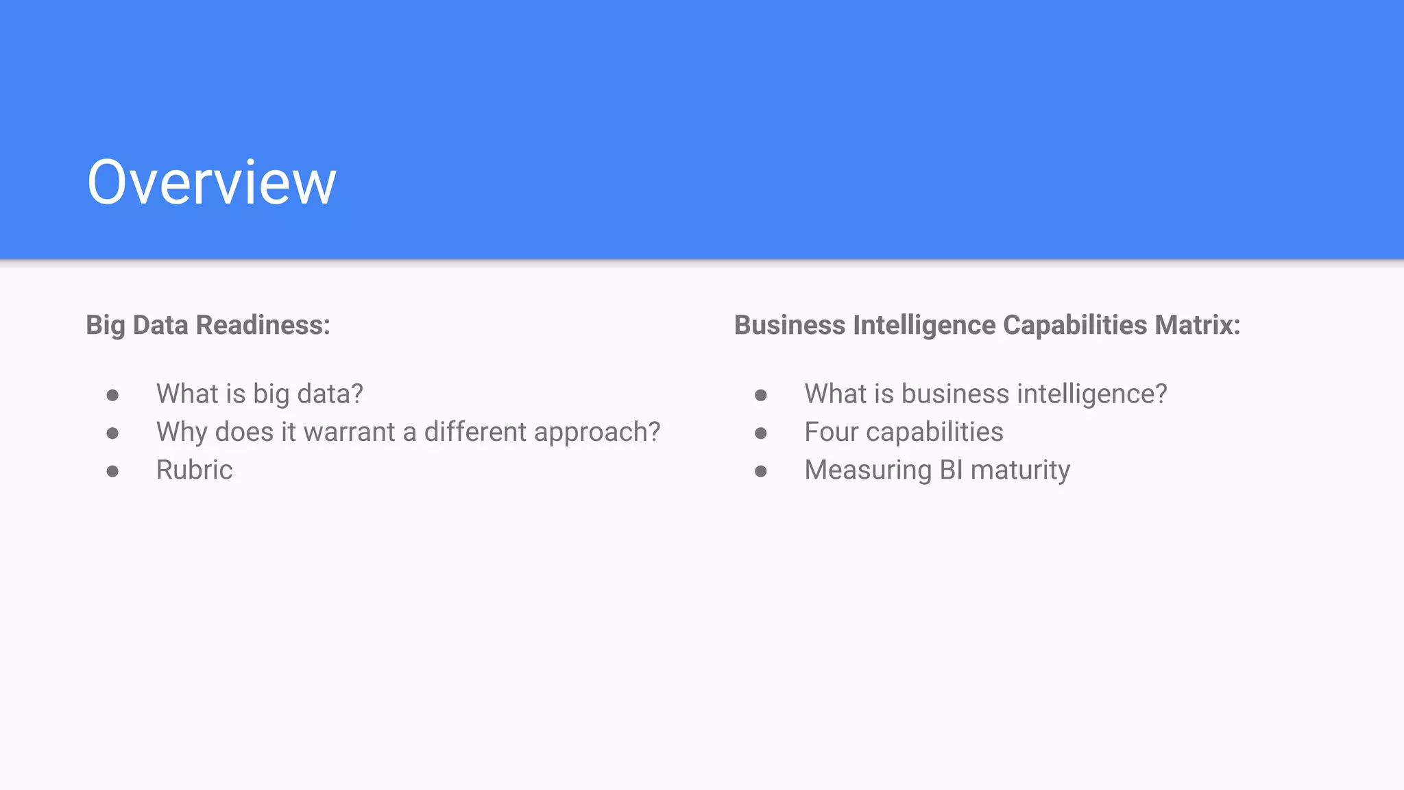 Big Data Readiness & Business Intelligence Capabilities Matrix | PDF ...