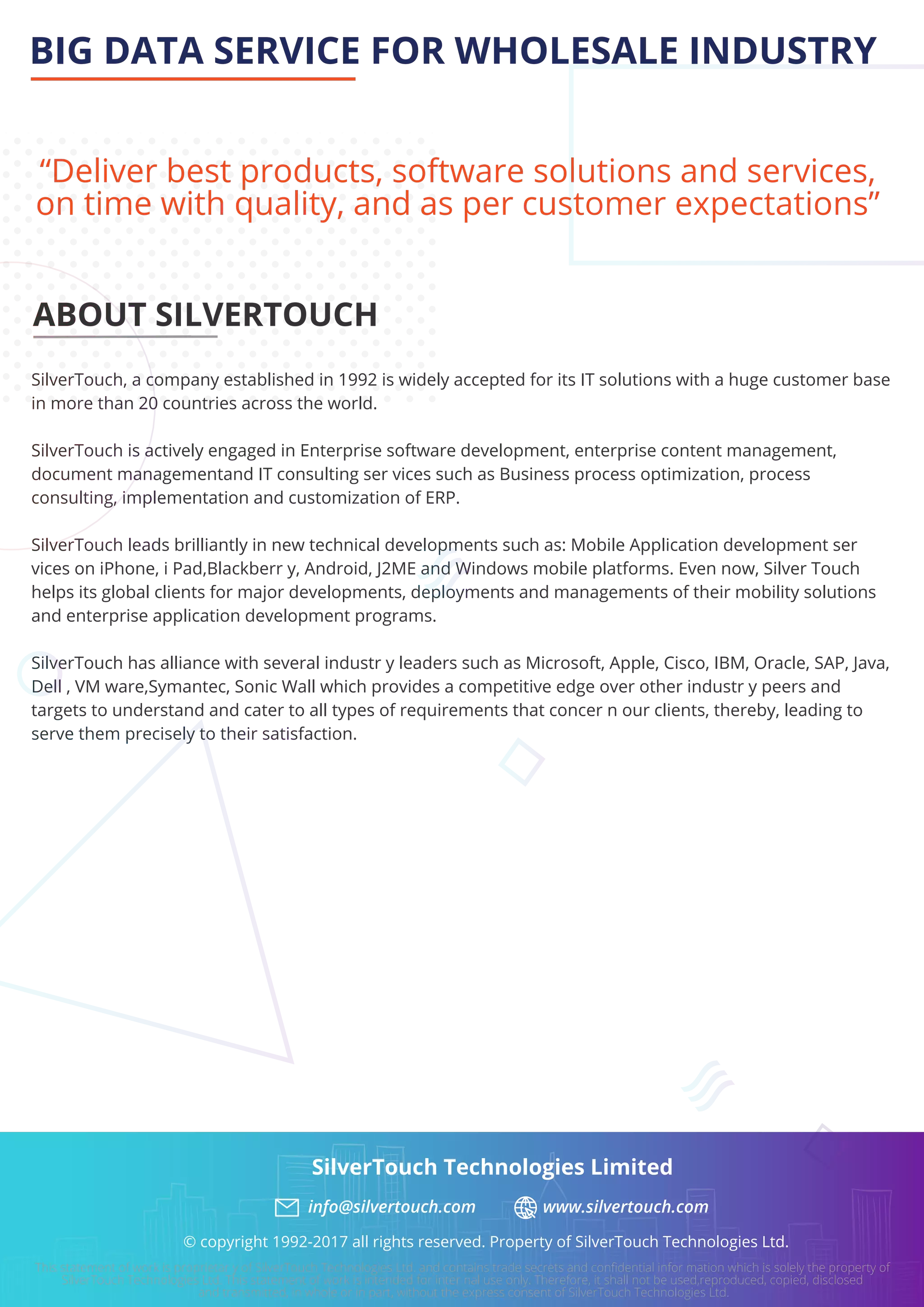 Case Study on Big Data Service for Wholesale Industry - Silver Touch Technologies | PDF