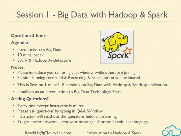 Introduction To Big Data With Hadoop And Spark Big Data Hadoop Spark Tutorial Cloudxlab Ppt