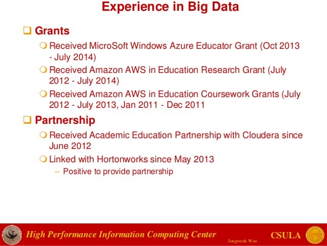 Big Data and Advanced Data Intensive Computing