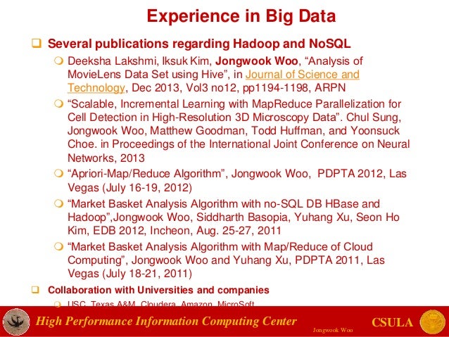 Big Data and Advanced Data Intensive Computing
