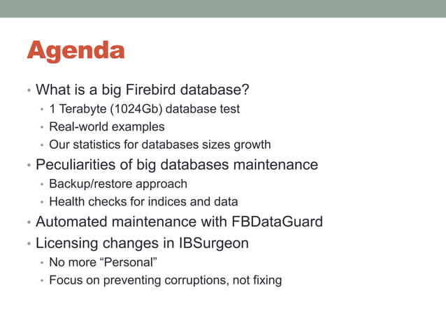 Firebird's Big Databases (in English) | PPTX