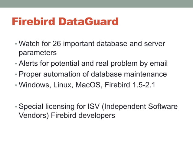 Firebird's Big Databases (in English) | PPTX