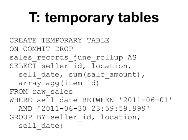 Really Big Elephants: PostgreSQL DW | PPT