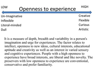 Big five Personalities, conscientiouness,Extroversion, Agreeableness ...