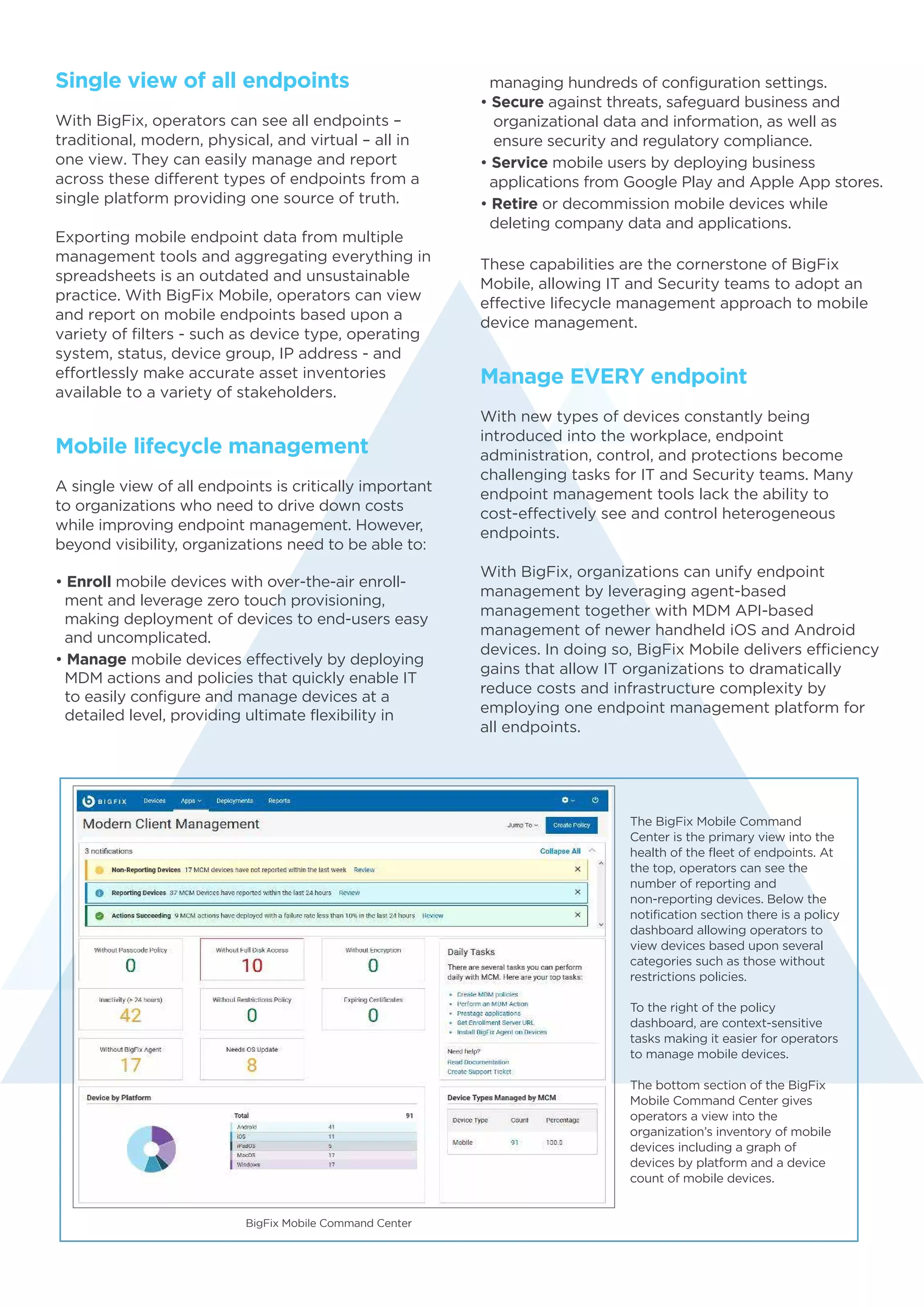 BigFix Mobile- Extending modern endpoint management capabilities to iOS and Android devices ...