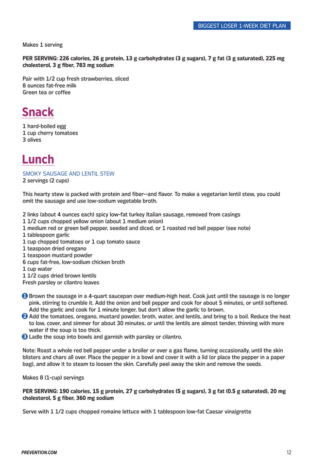 Biggest loser-1-week-diet-plan | PDF