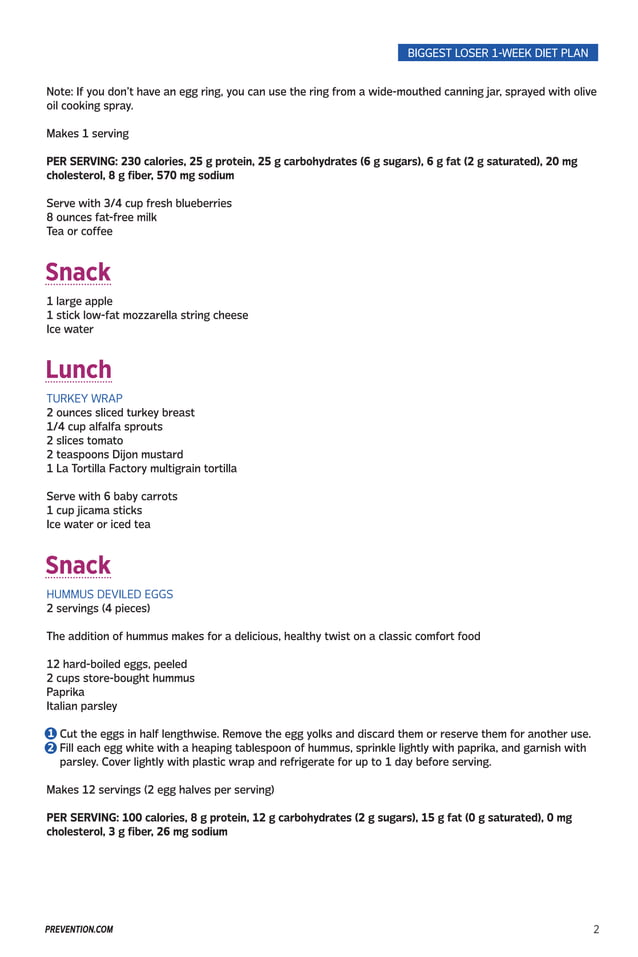 Biggest loser-1-week-diet-plan | PDF