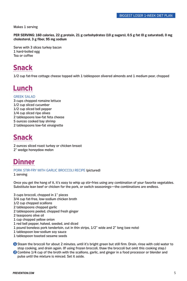 Biggest loser-1-week-diet-plan | PDF