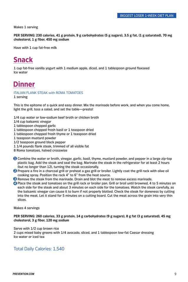 Biggest loser-1-week-diet-plan | PDF