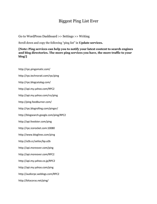 Biggest ping-list-ever | PDF