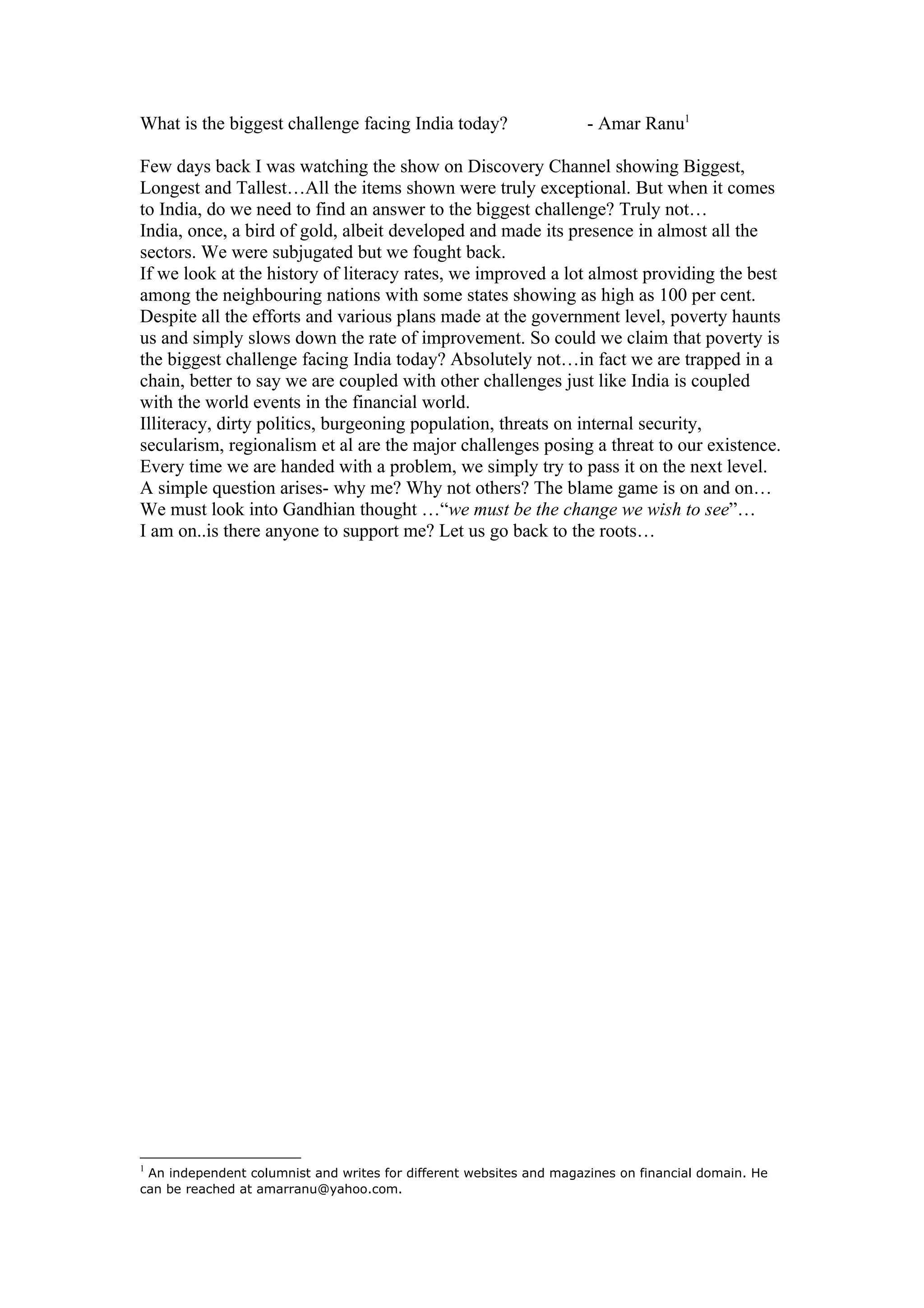 Biggest Challenge | PDF Biggest Challenge | PDF