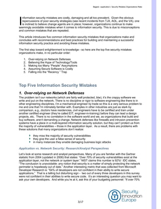 Biggest info security mistakes security innovation inc. | PDF