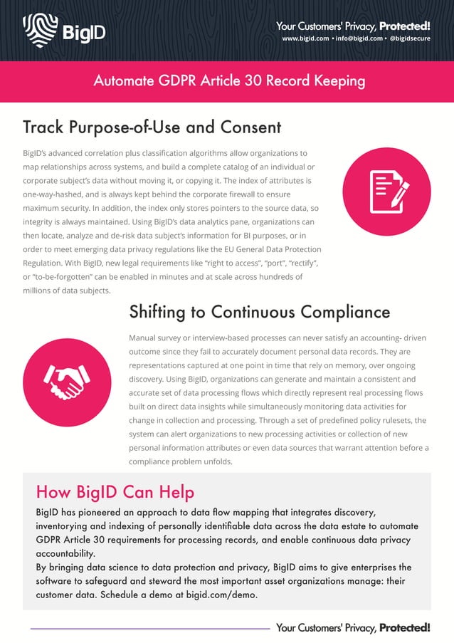 BigID GDPR RoPA / Article 30 Automation Data Sheet | PDF | Databases | Computer Software and ...
